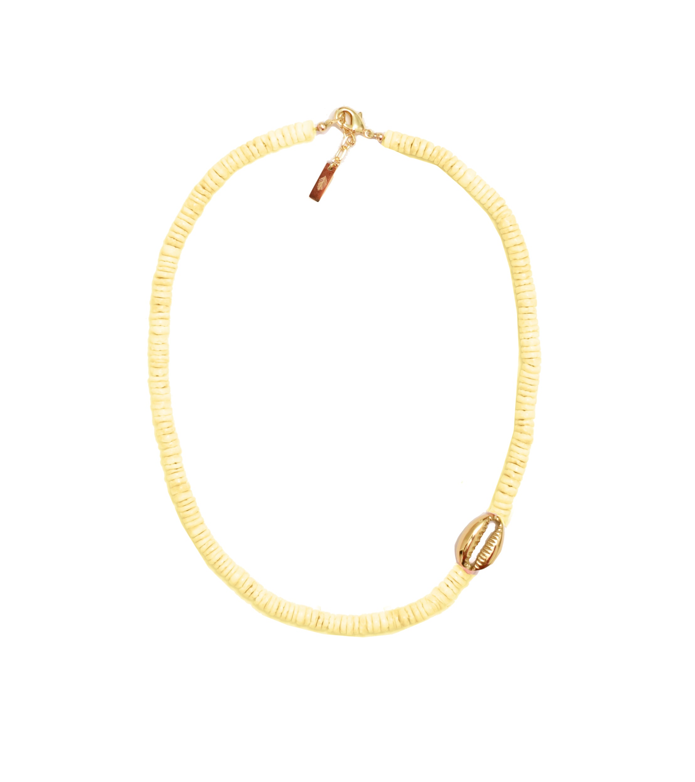 Heishi Mini Gold Shell Choker - Yellow – Adriana Pappas Jewelry